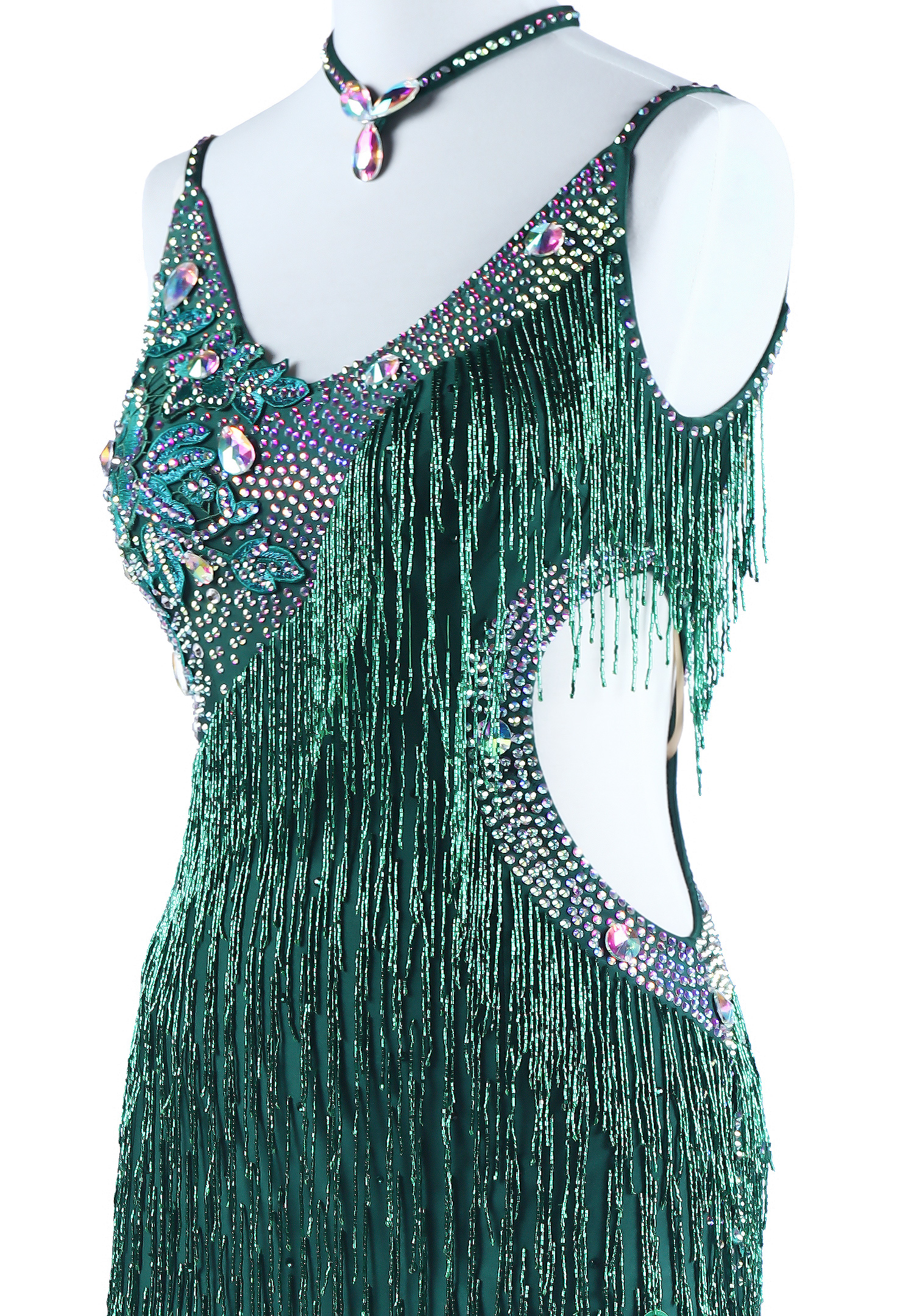 Asymmetric Beading Fringed Rhythm Dress L5266 | International Latin