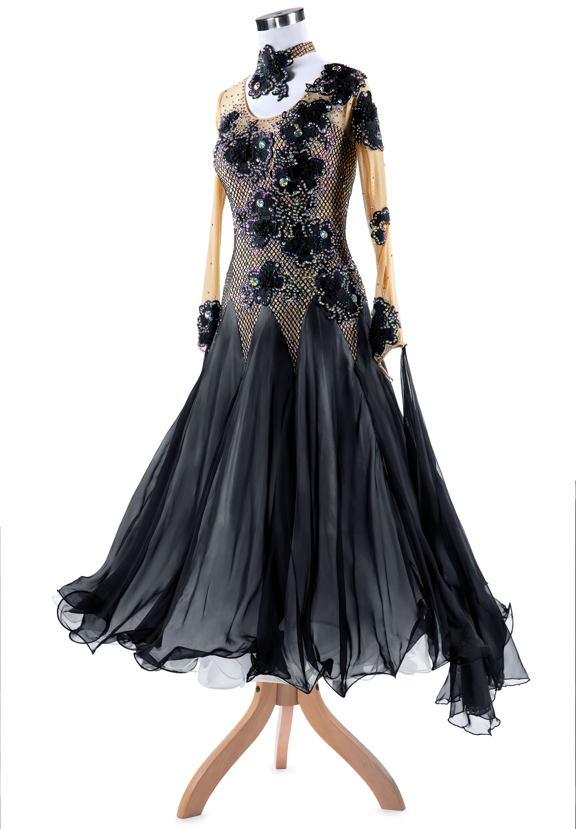 Crystal Florals Fishnet Bodice Ballroom Dress VN-A5383 | International ...