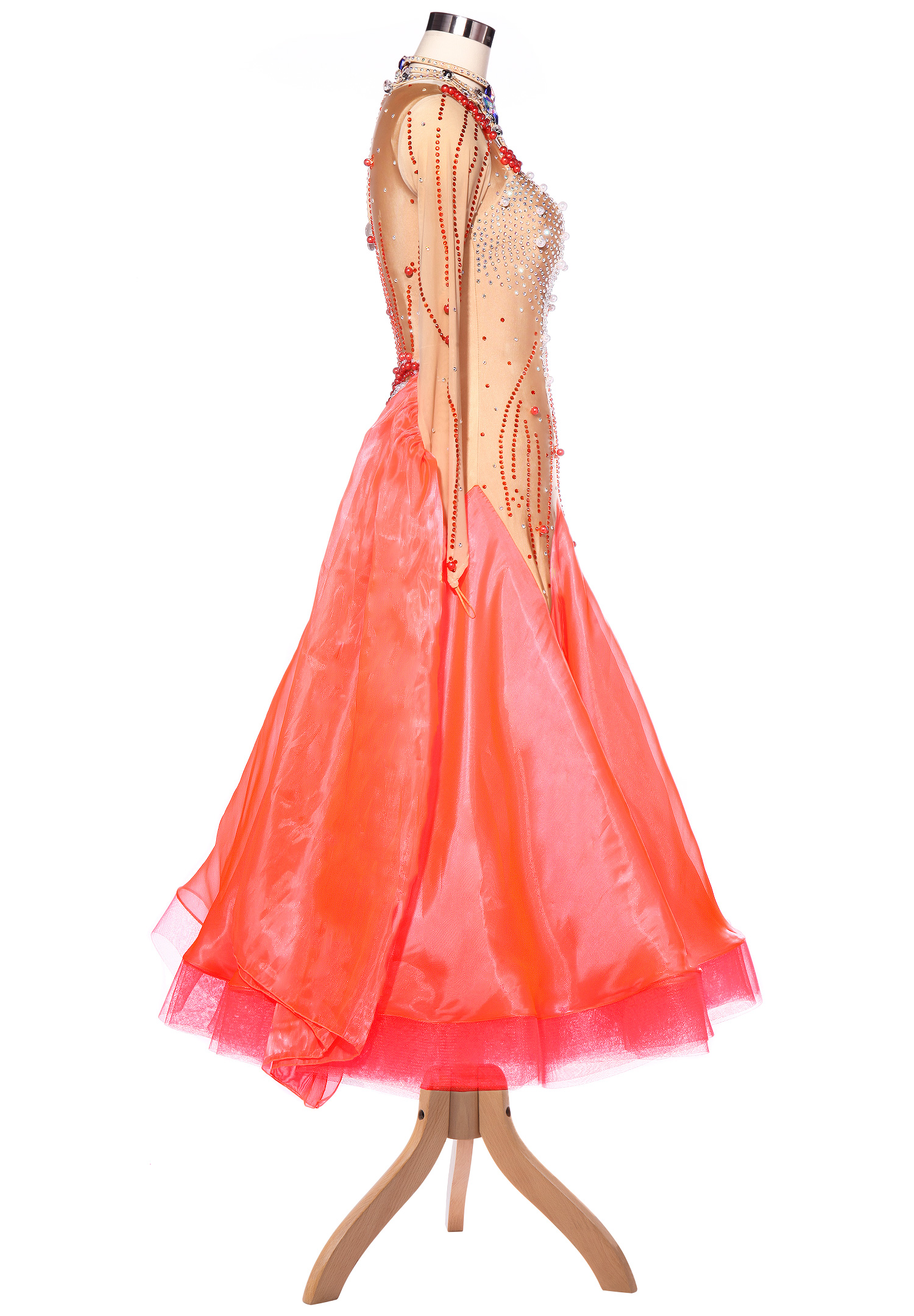 Crystal Pearl Motif Colorblock Ballroom Competition Dress VN-A5204 ...