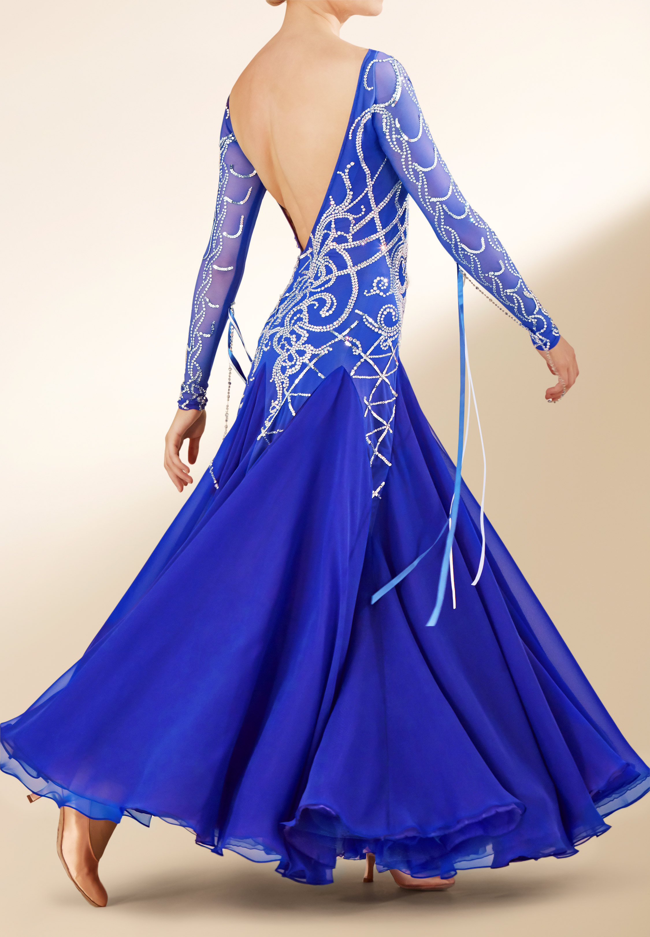 Dazzling Crystal Illusion Ballroom Performance Dress PCWB19015 ...
