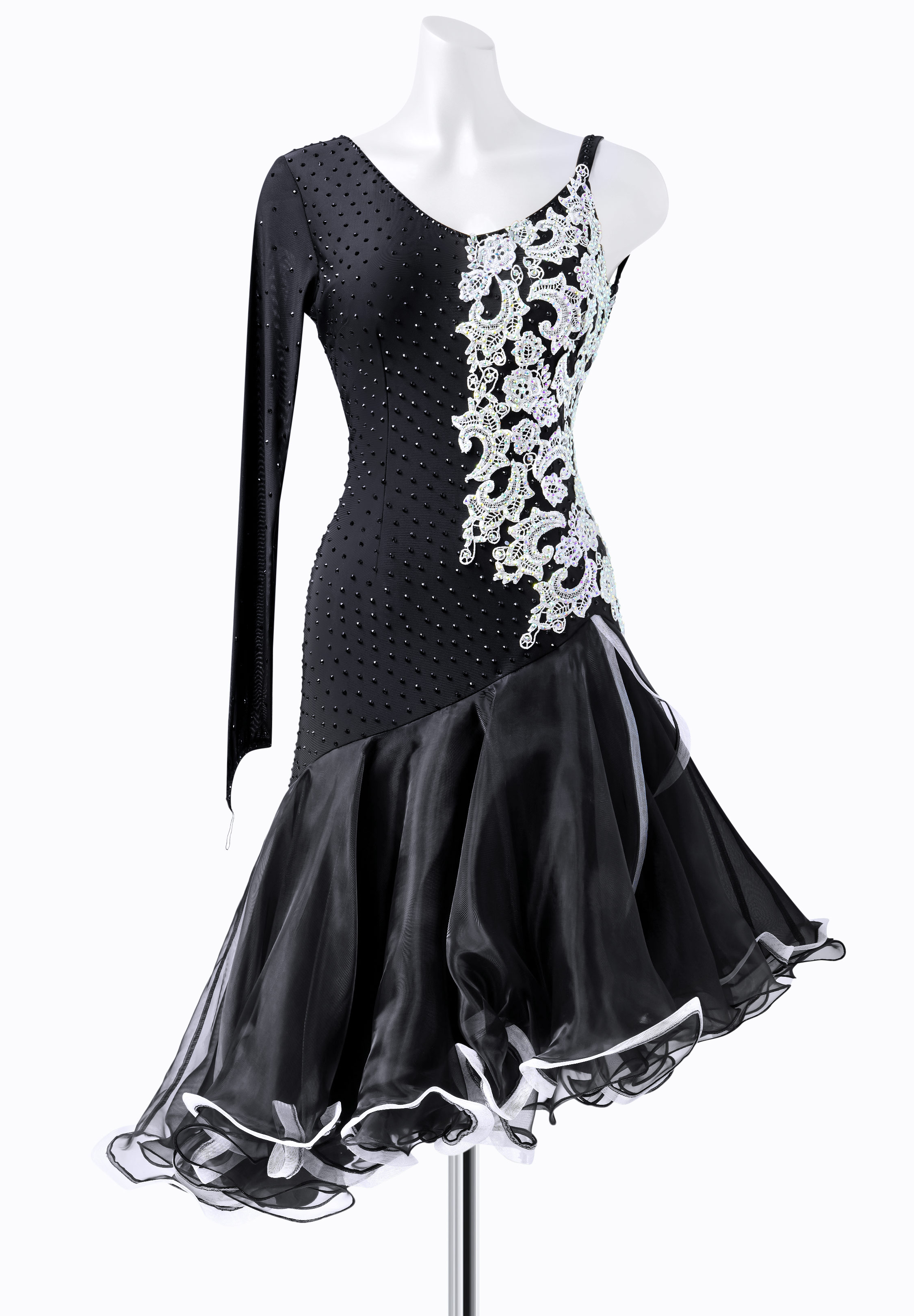 Delicate Floral Patchwork Asymmetric Latin Competition Dress VN-L5214 ...