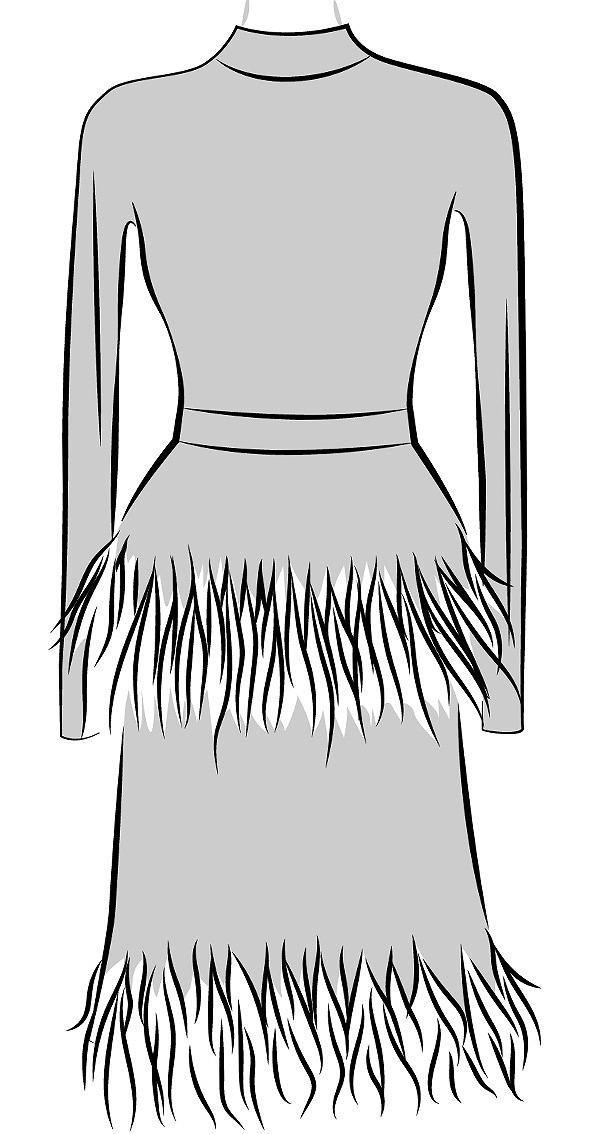 how to draw feather dress