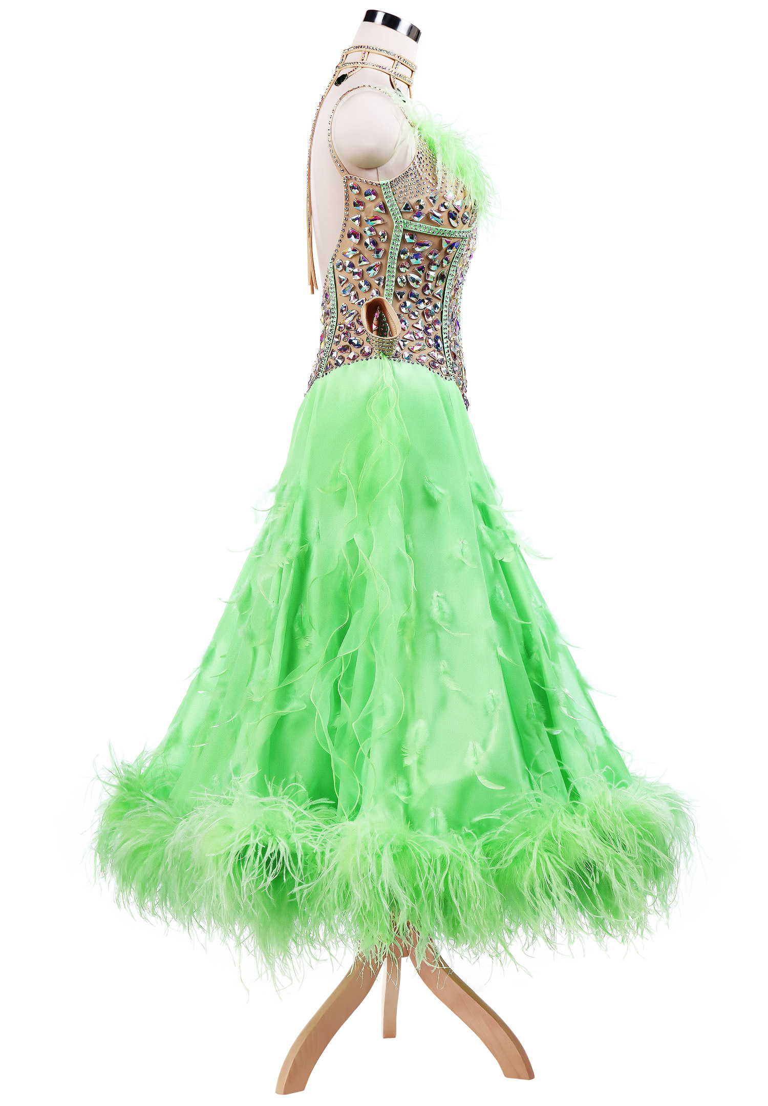 Feathered Colorblock Ballroom Smooth Dance Dress VN-A5222 ...