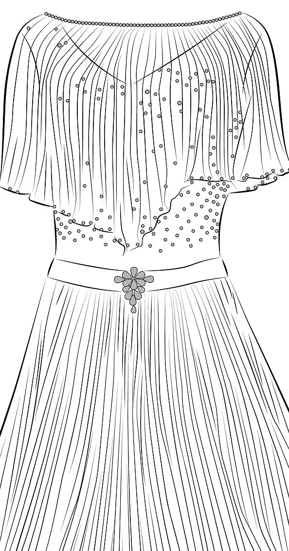 how to draw pleated dress