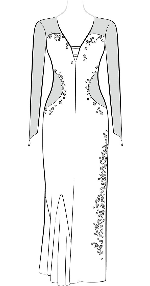 how to draw rhinestones on a dress