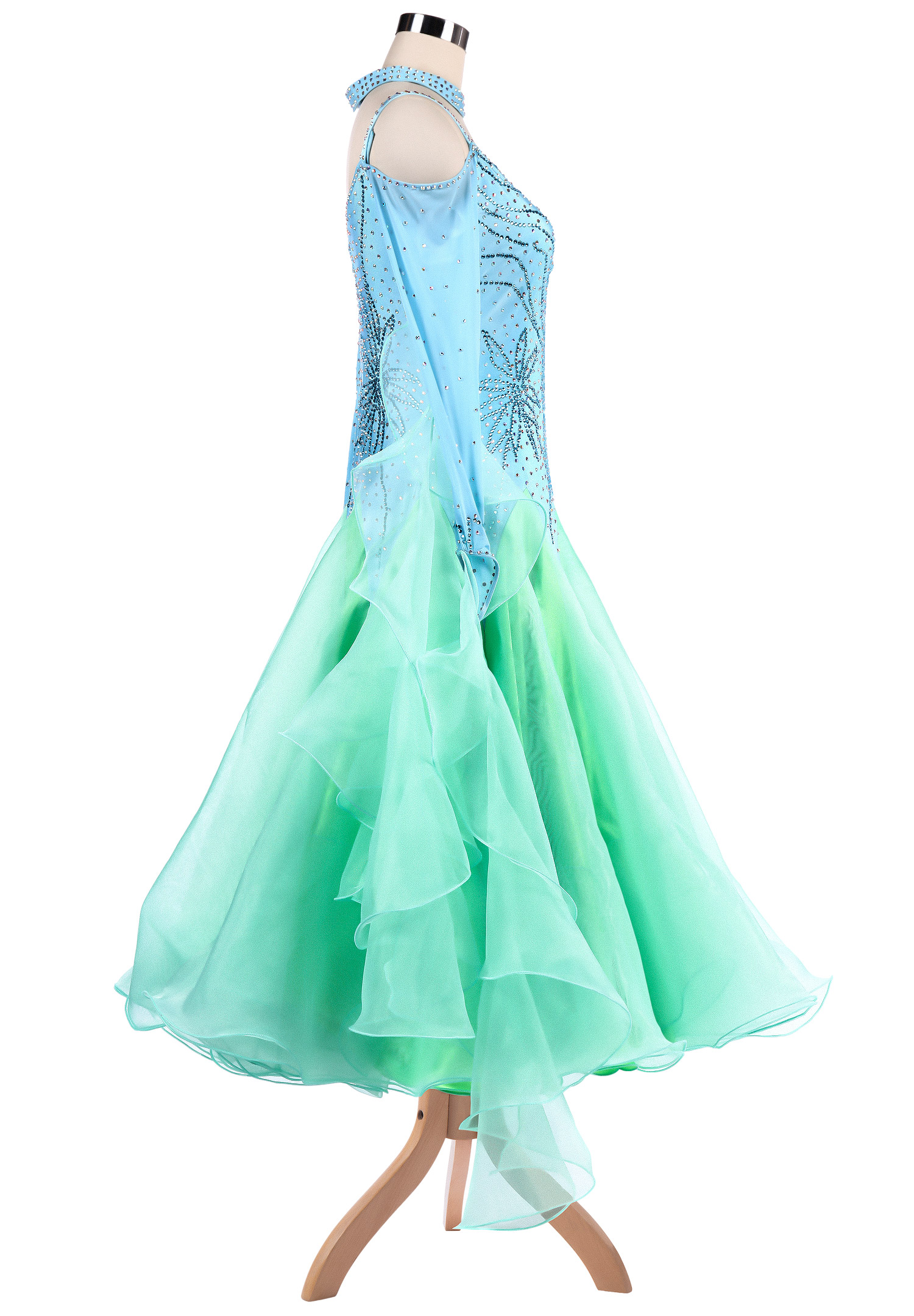 Intricate Crystal Motif Colorblock Ballroom Competition Dress VN-A5236 ...