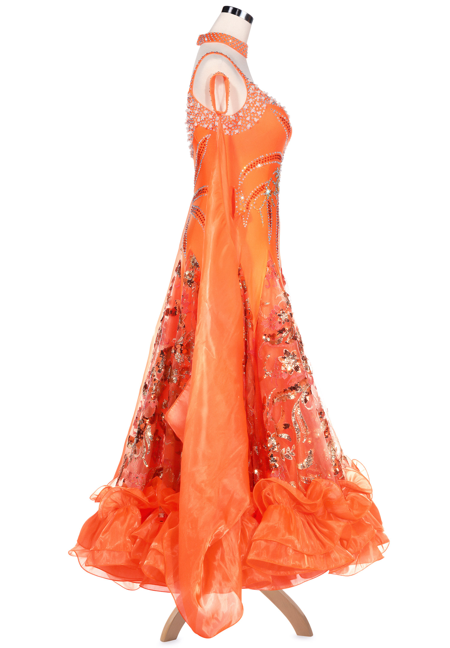 Pearly Edge Sequined Floral Godet Ballroom Competition Dress VN-A5173 ...