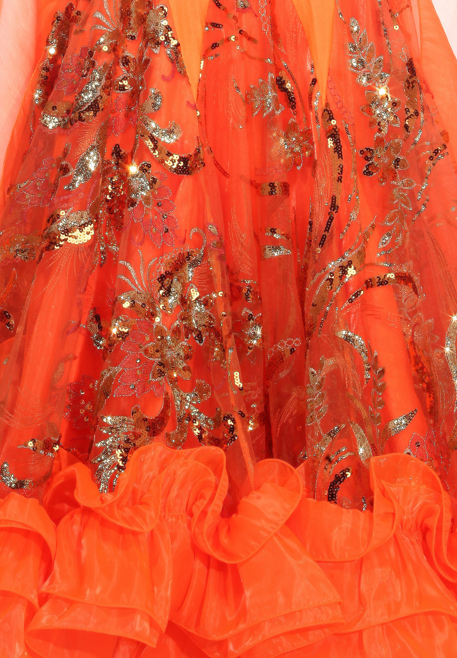 Pearly Edge Sequined Floral Godet Ballroom Competition Dress VN-A5173 ...