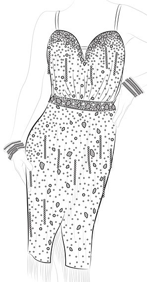 how to draw rhinestones on a dress