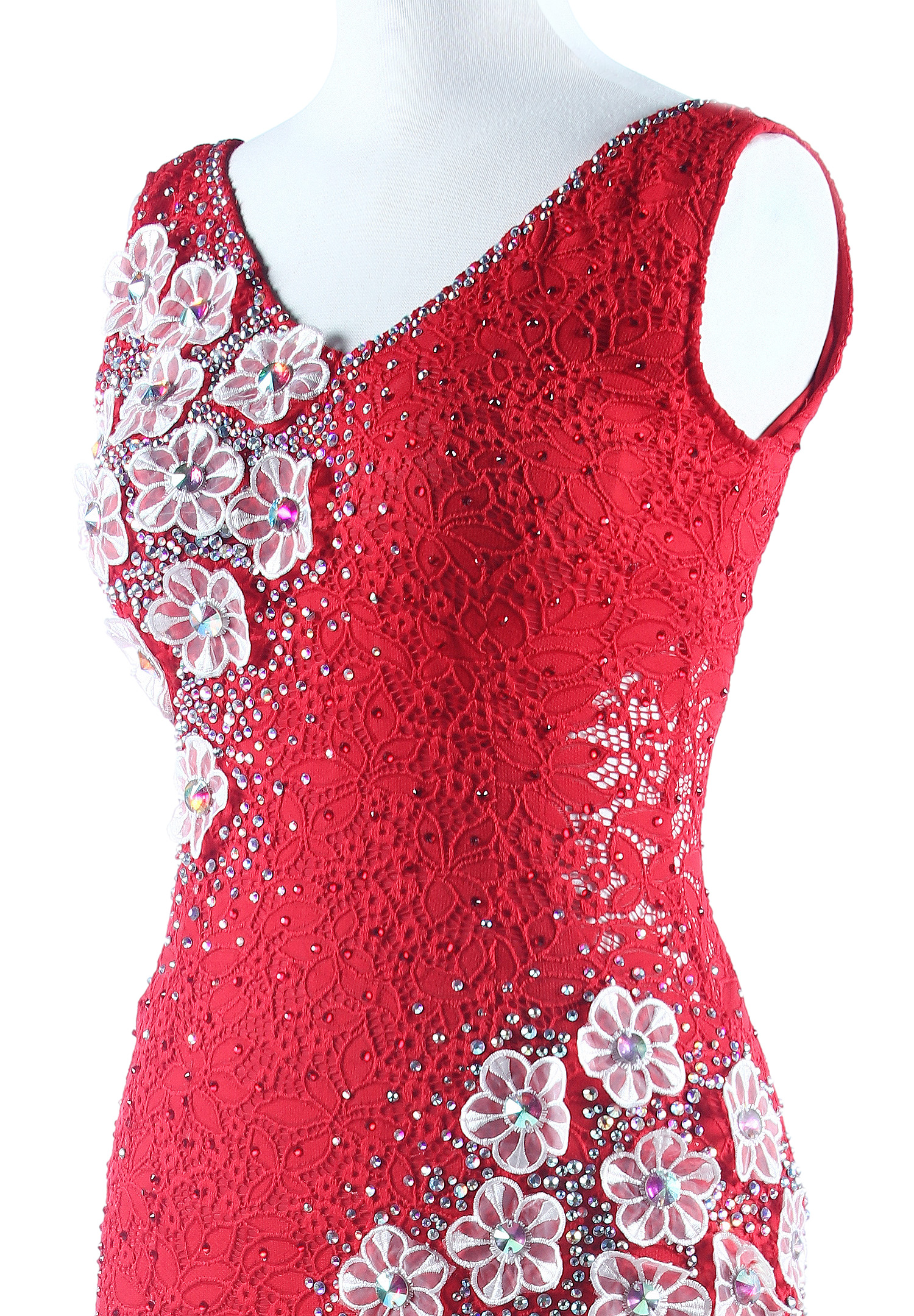 Seductive Flower Embellished Lace Latin Performance Costume VN-L5279 ...