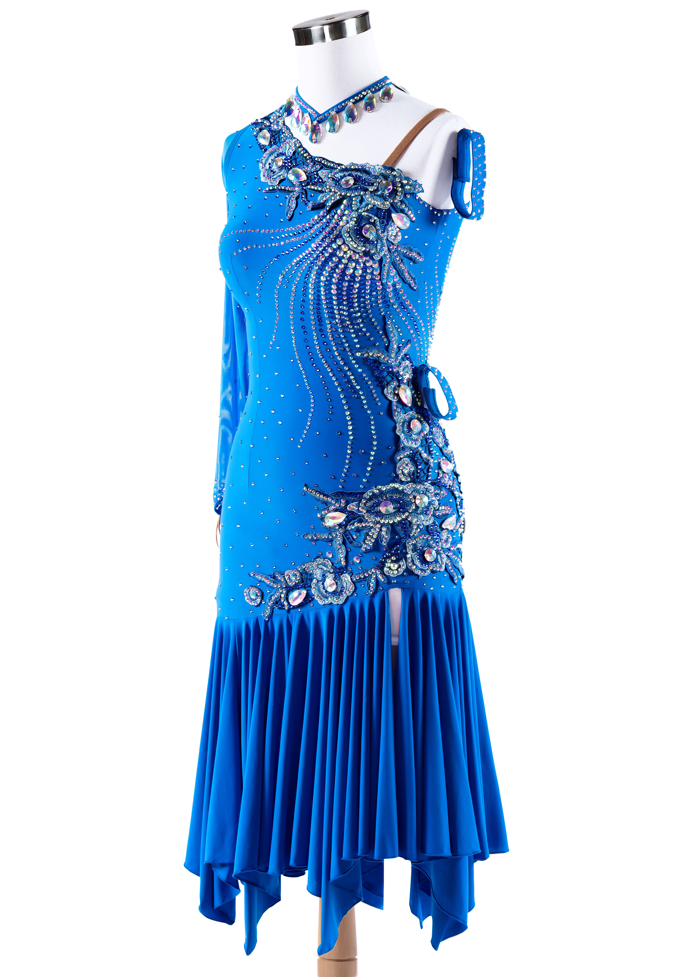 Sparkling Single Sleeve Frilled Latin Rhythm Dress L5308 | venus