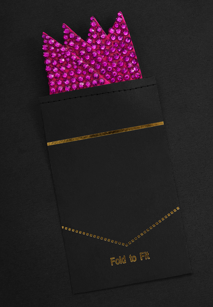 Vito Dance Rhinestone Pocket Square - Fuchsia | Pocket Square