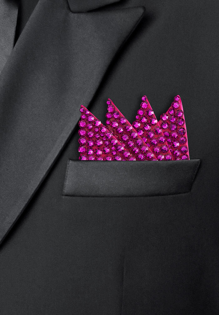 Vito Dance Rhinestone Pocket Square - Fuchsia | Pocket Square