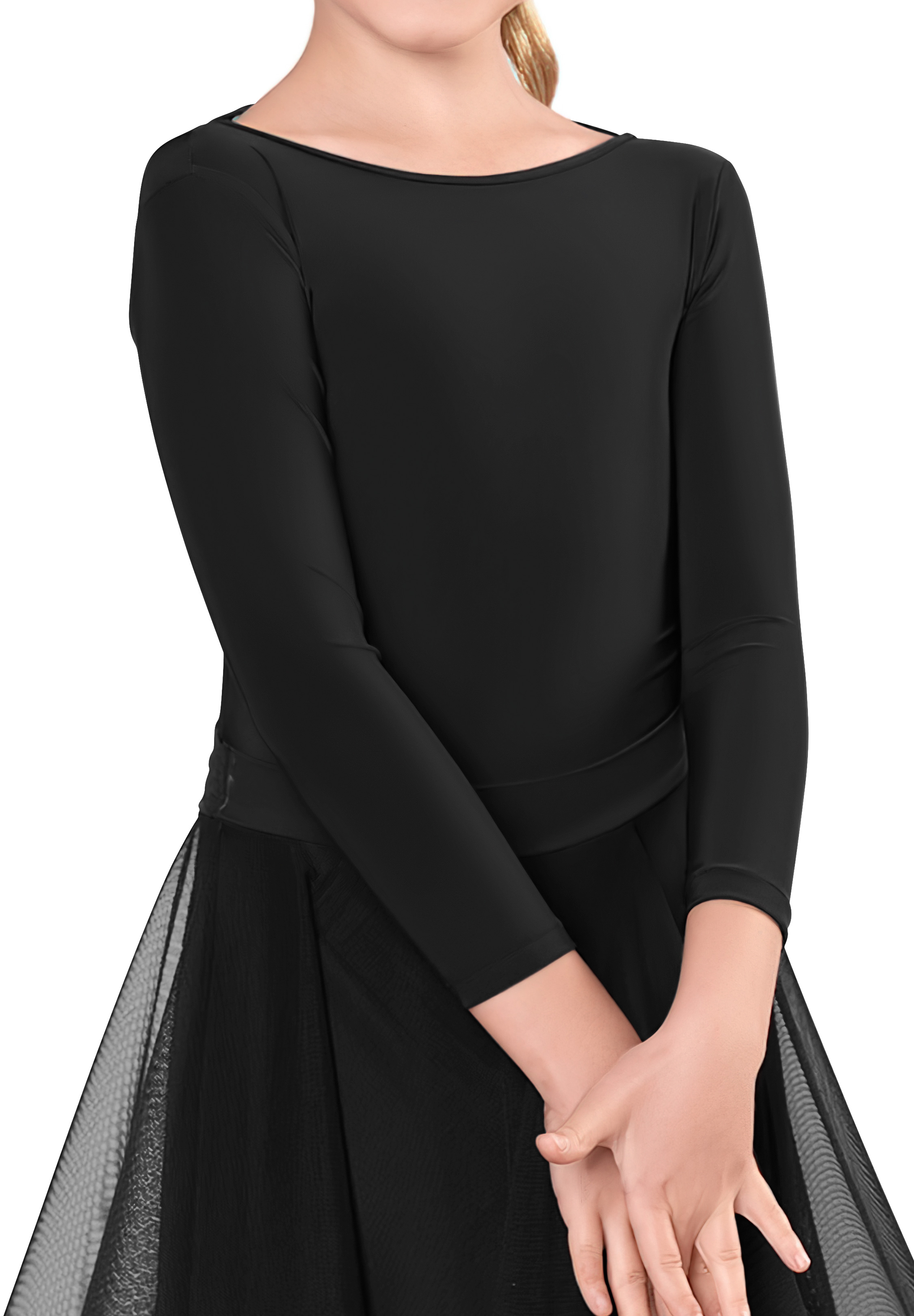 Clearance | Dance America JR-B2 - Girls Bodysuit With Lycra Sleeves | Girls