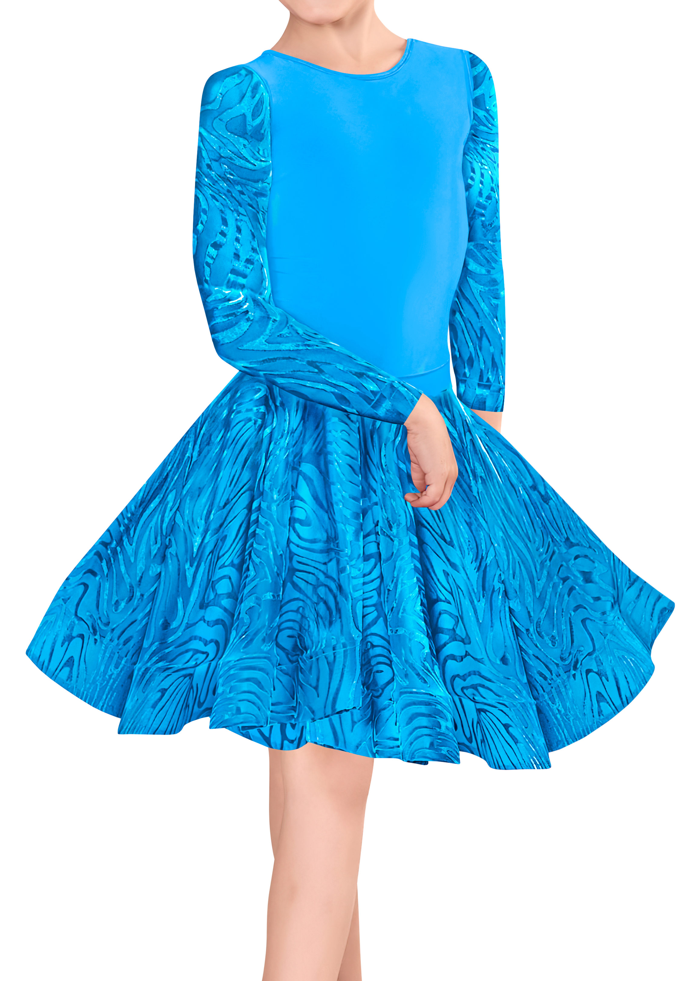 Dance America JR-B2 V - Girls Dance Bodysuit With Burnout Velvet ...