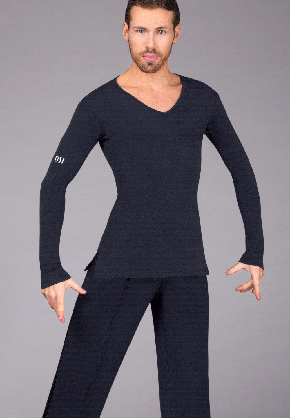 DSI Mens Long Sleeve V Neck Latin Top 4061 | Dancewear
