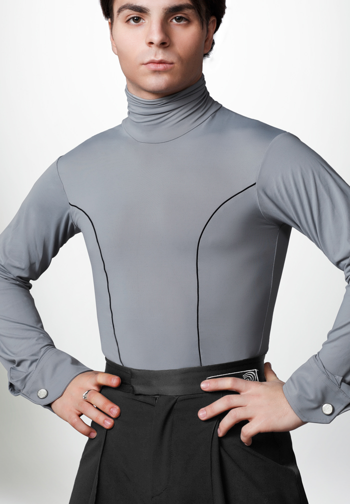 Dancemo Mens Turtle Neck Latin Body Shirt w/ Black Stripe 92024042 ...