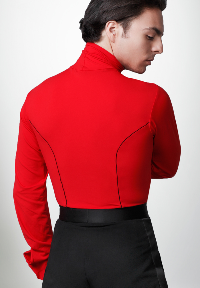 Dancemo Mens Turtle Neck Latin Body Shirt w/ Black Stripe 92024042 ...