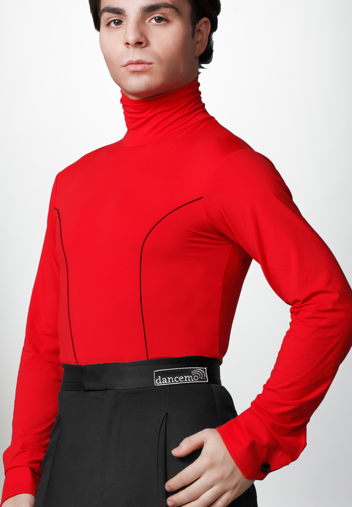 Dancemo Mens Turtle Neck Latin Body Shirt w/ Black Stripe 92024042 ...
