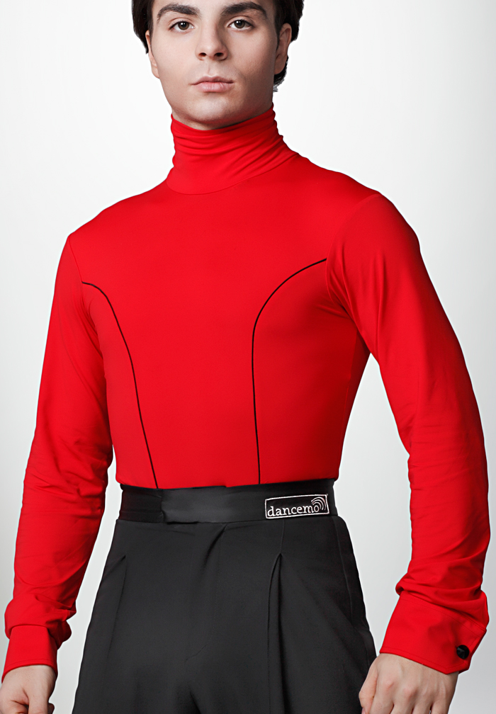 Dancemo Mens Turtle Neck Latin Body Shirt w/ Black Stripe 92024042 ...