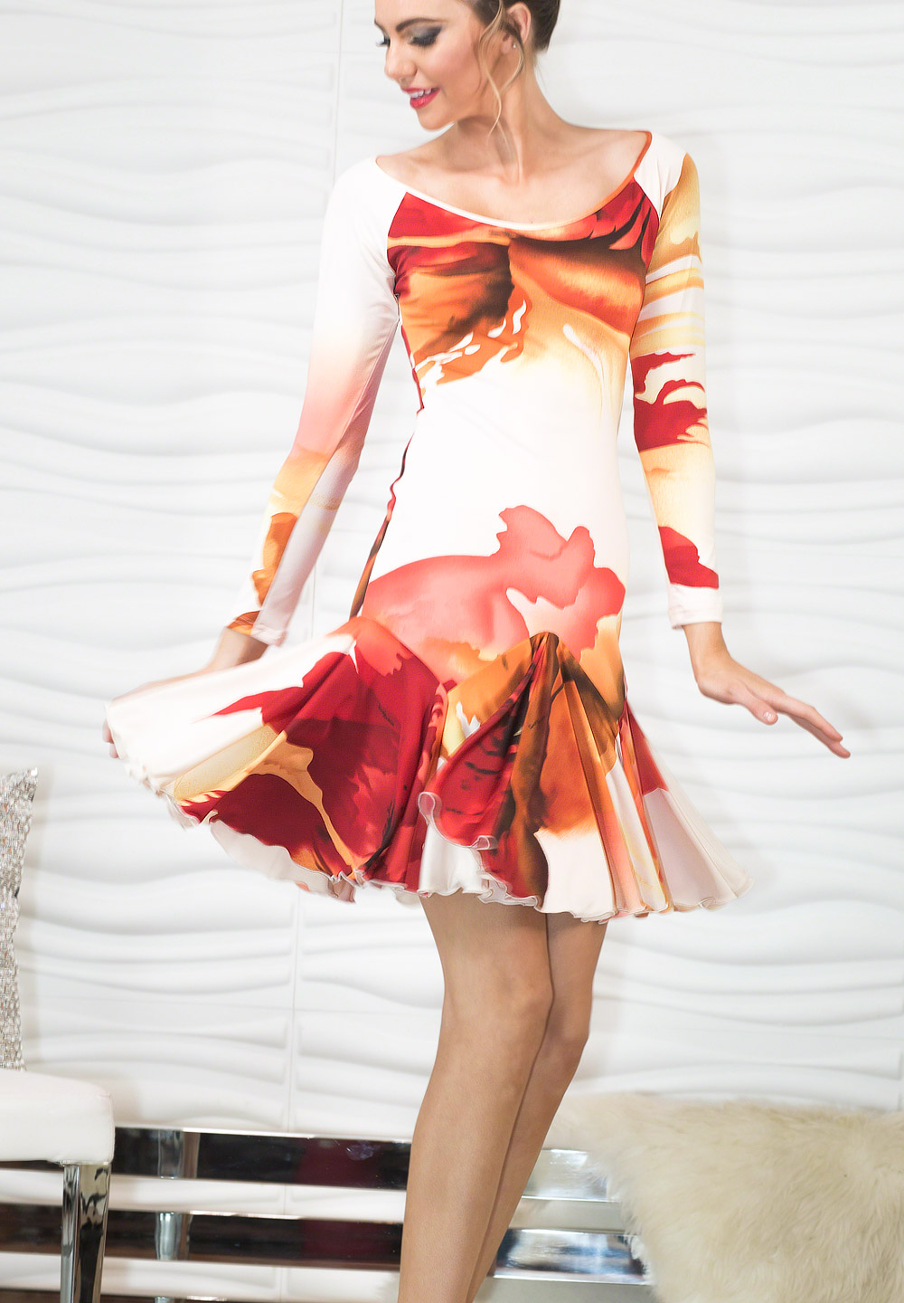 Dance America D702 - Short Simple Dress w/ Back Stone Accent | Dresses