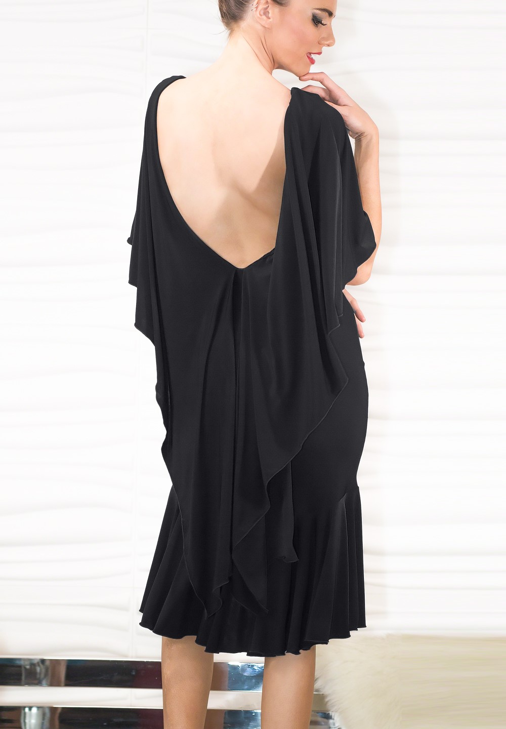 Dance America D707 - Short Cape Dress|Dresses