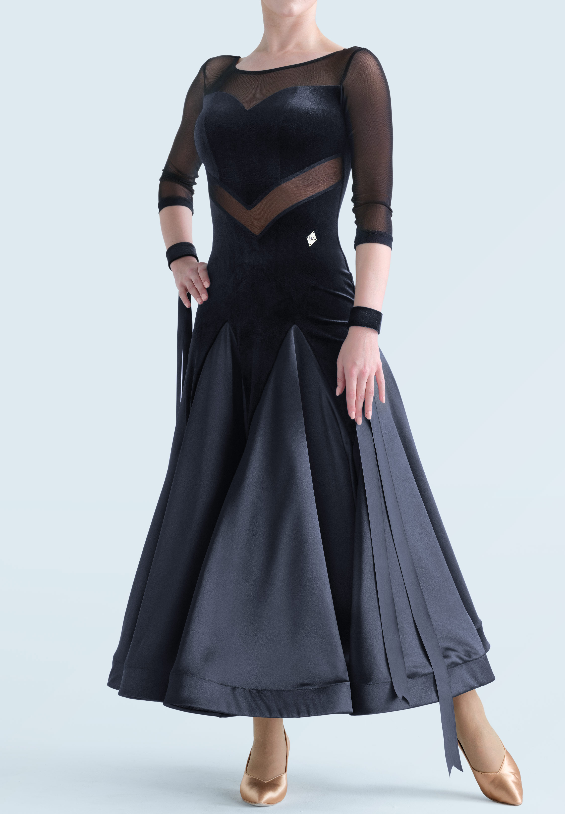 MF Mesh Noir Ballroom Dress M407 | Dresses