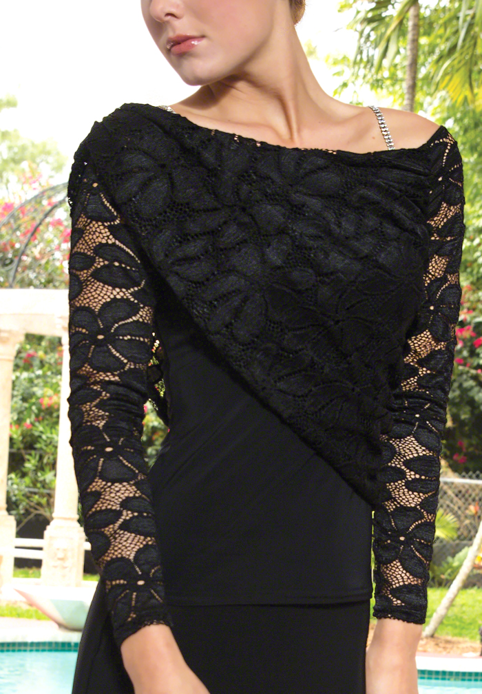 Dance America T514 - Lace Swag Ballroom Dance Top | Tops