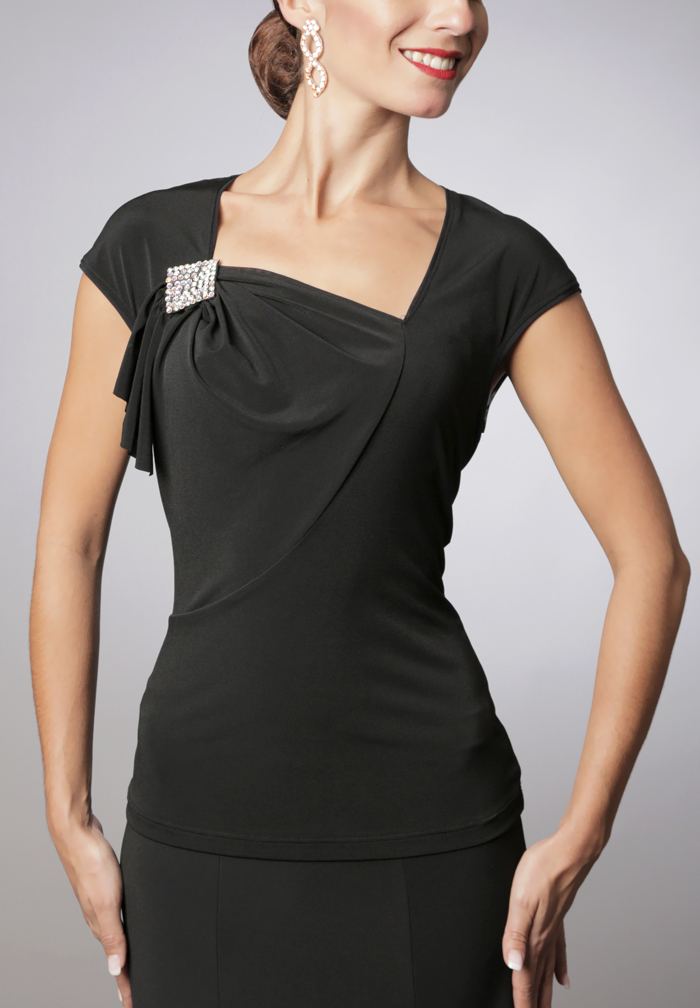 Dancemo Diagonal Latin Top with Rhinestones | Tops