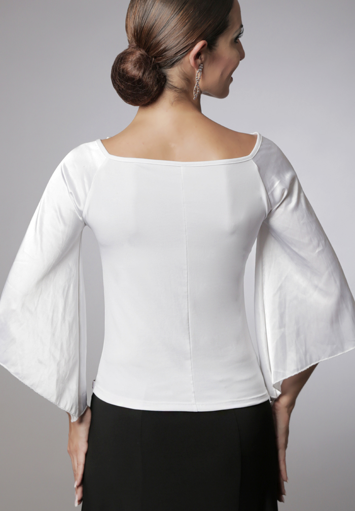 Dancemo Fancy Sleeves Ballroom Top with Rhinestones | Tops