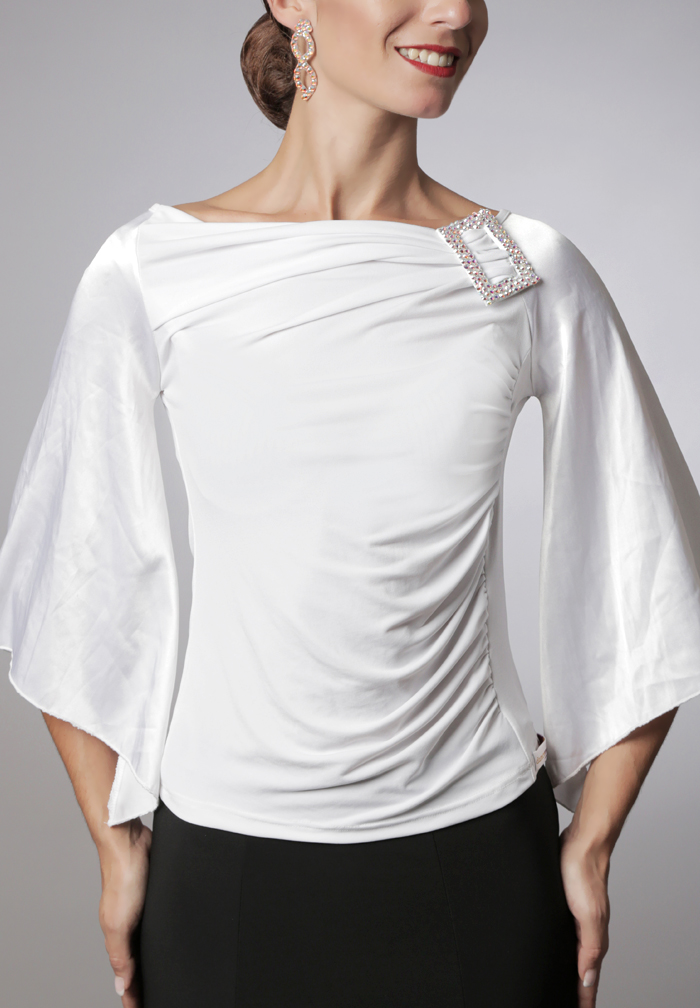 Dancemo Fancy Sleeves Ballroom Top with Rhinestones | Tops