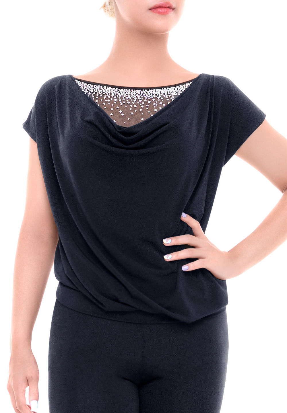 PopconAtelier Draped Self Tie Ballroom Dance Top WMT145 | Tops