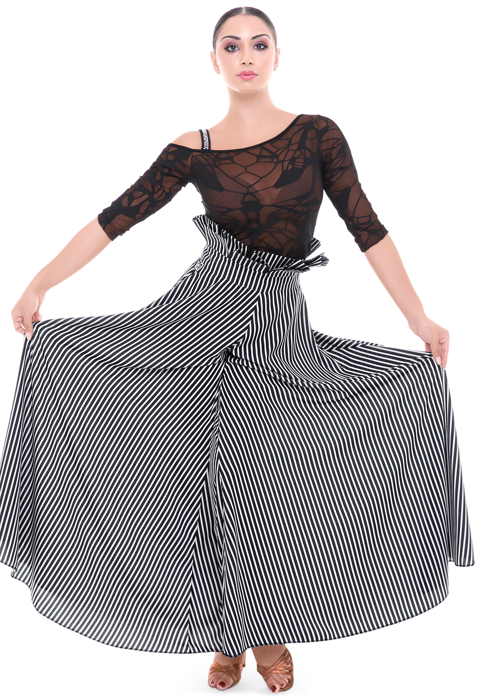 PopconAtelier Rhinestone Strap Sheer Dance Top WLT087 | Tops