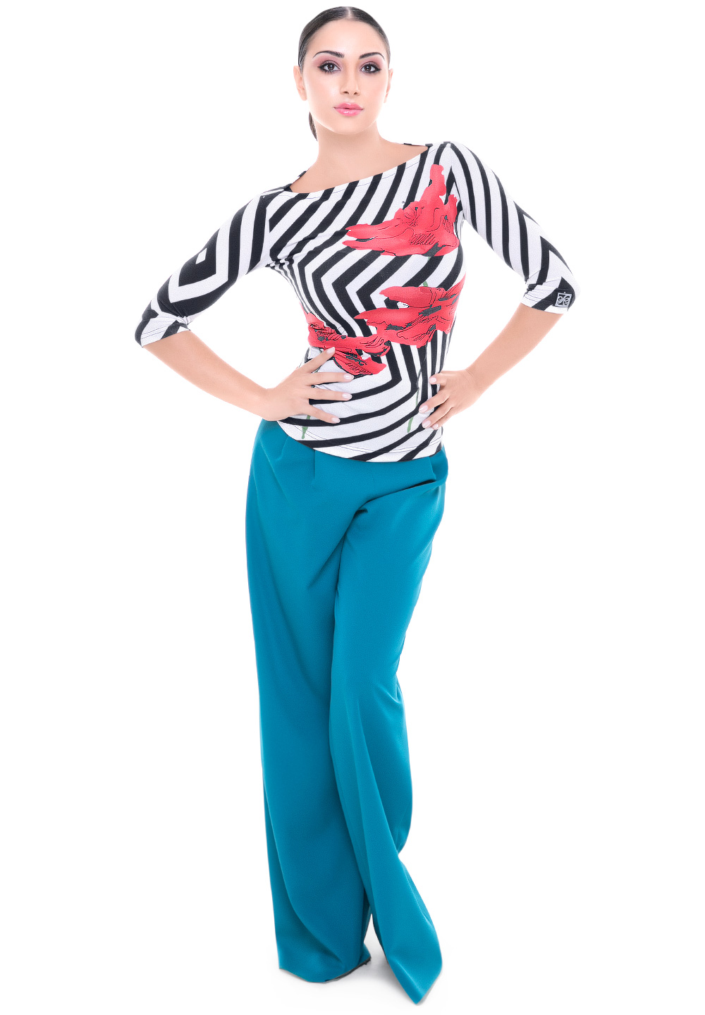 PopconAtelier Wavy Stripe Latin Dance Top WLT085 | Tops