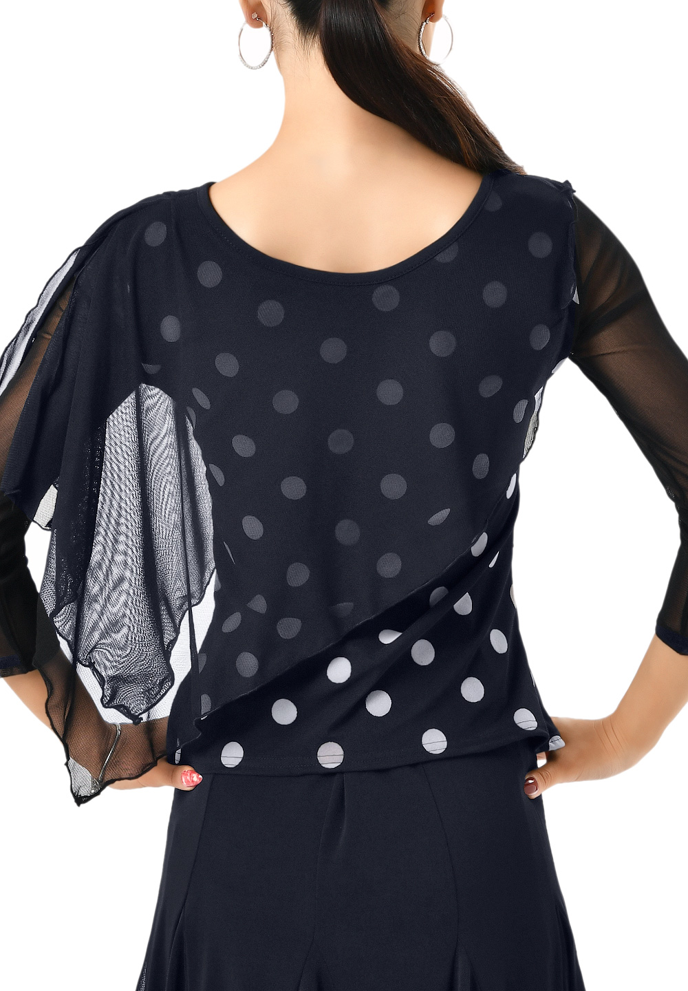 Taka Womens Asymmetric Overlay Top KR1709-BL80 | Tops