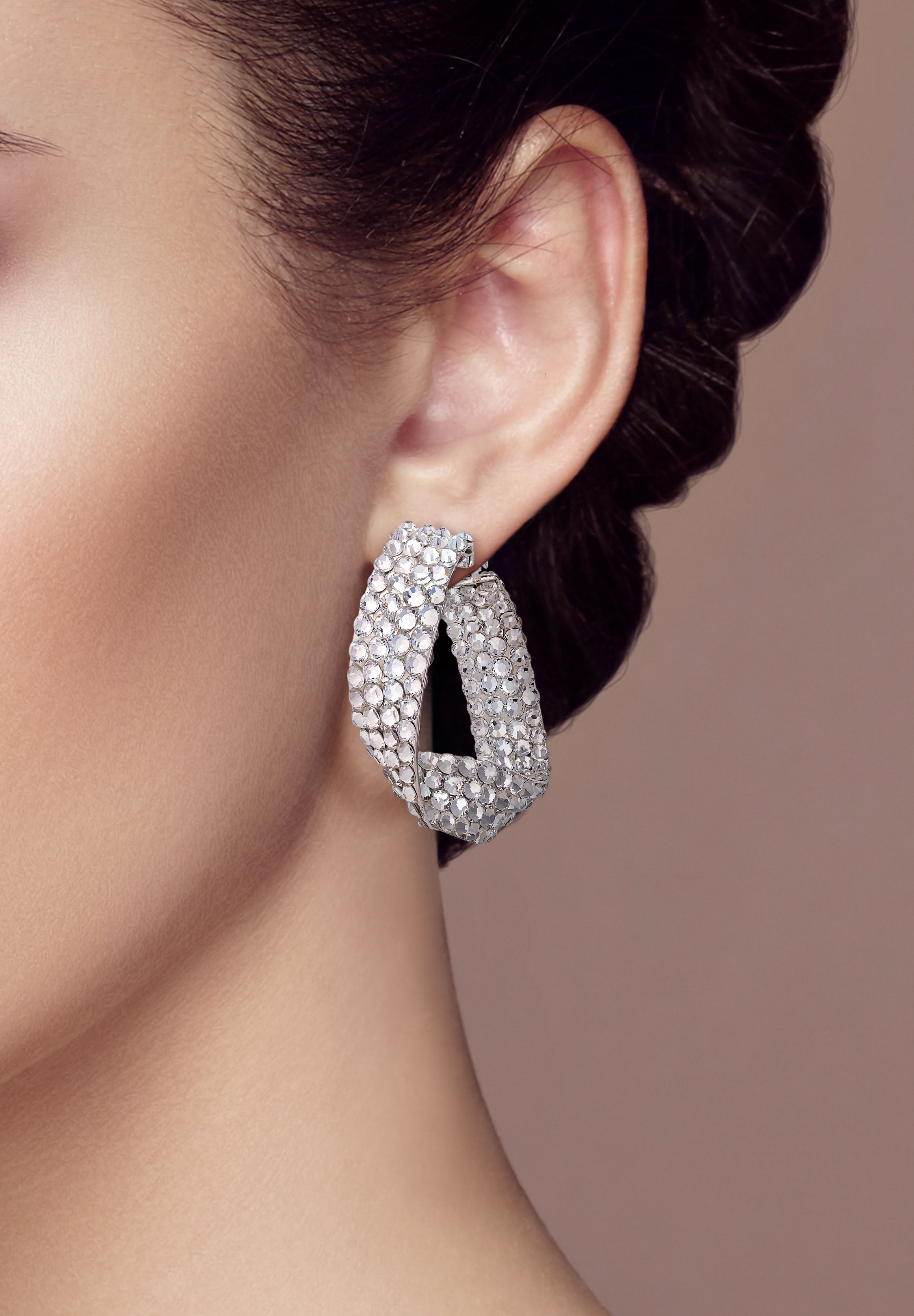 Crystal Twist Hoop Earrings | Rhinestone Jewelry