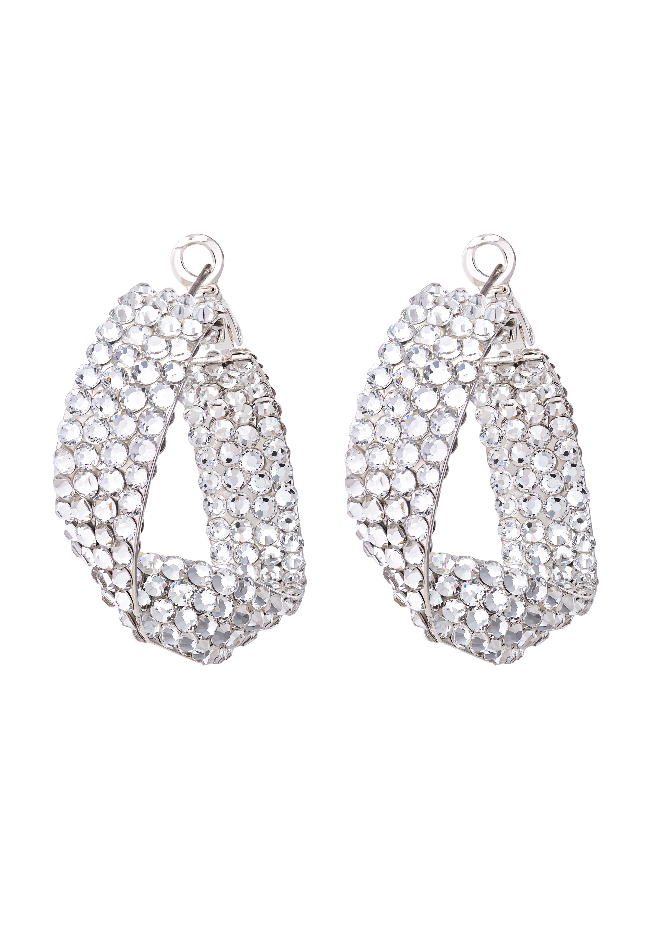 Crystal Twist Hoop Earrings | Rhinestone Jewelry