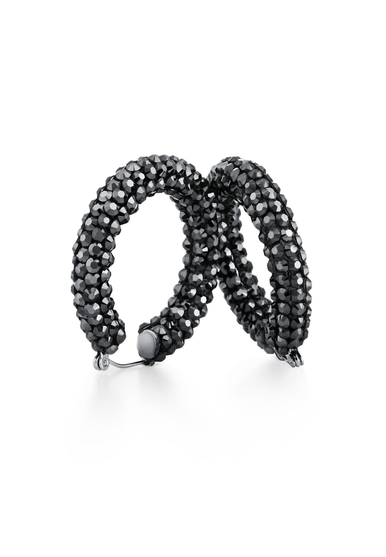 Shaina Rhinestone Hoop Earrings HE/XS PE Jet Hematite | Rhinestone Jewelry