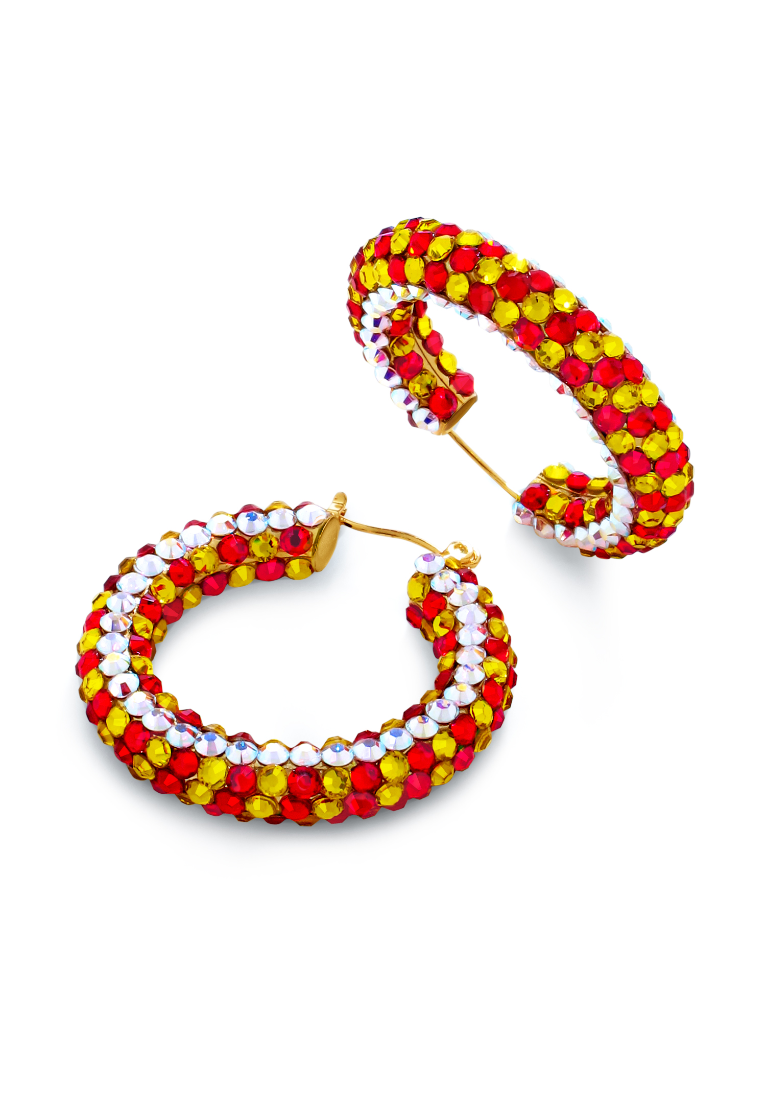 Raeka Mix Crystal Hoop Earrings HE/XS PE LTTPLTSMCAB | Rhinestone Jewelry