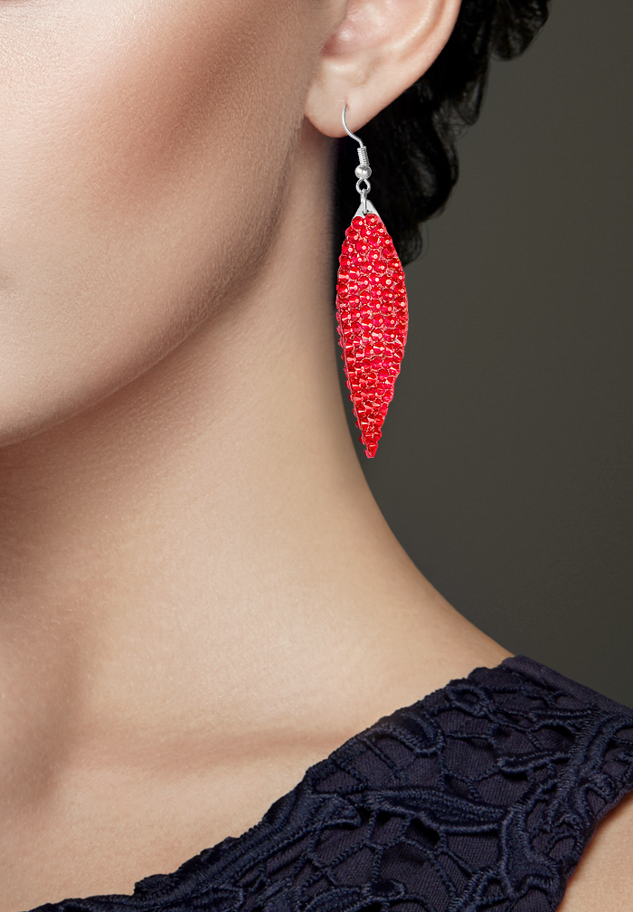 Zerlina Swarovski Rhinestone Leaf Drop Earrings Light Siam ZR202 ...