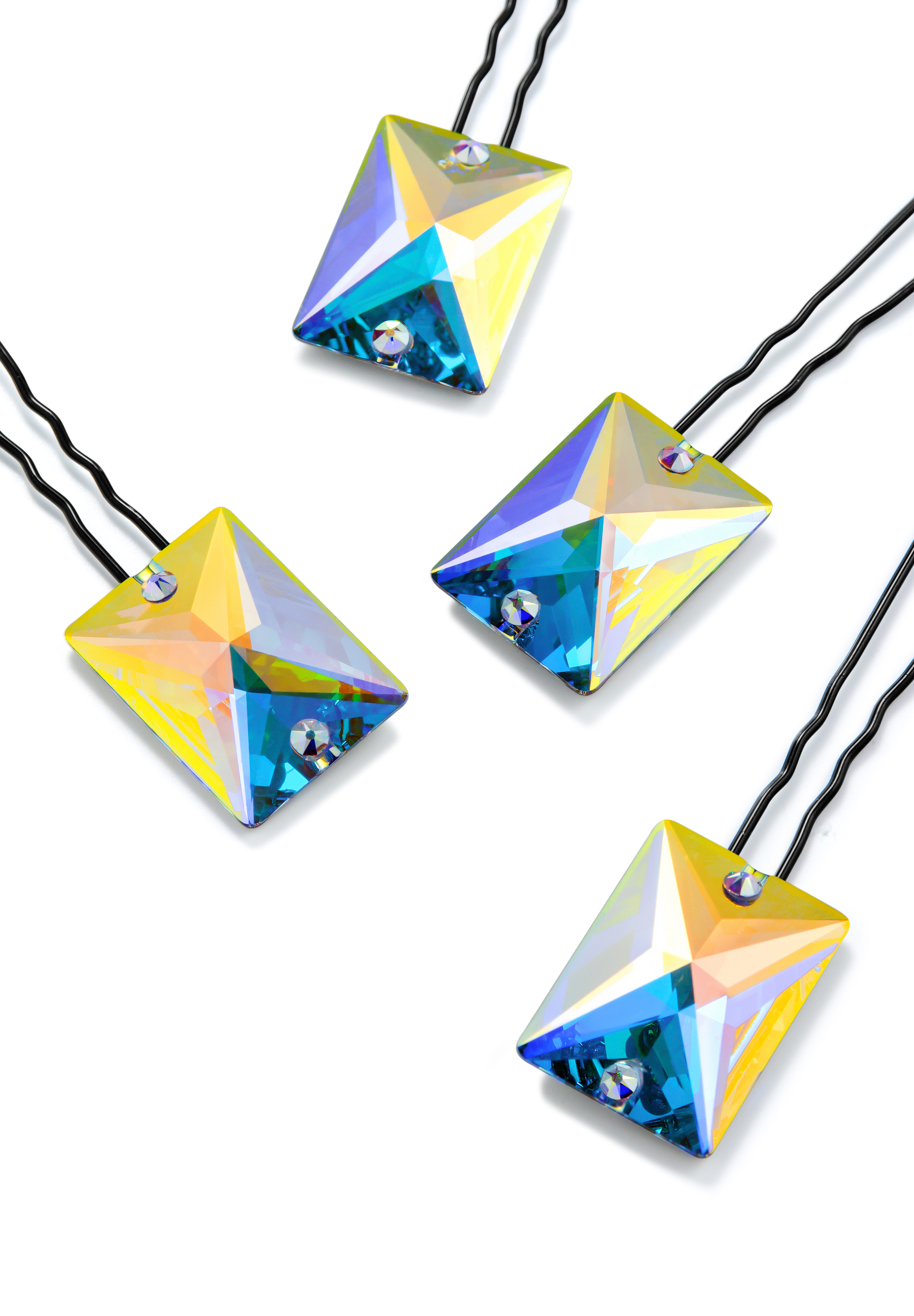 Candra Rectangle Crystal Hair Pins PI-360 | Rhinestone Jewelry